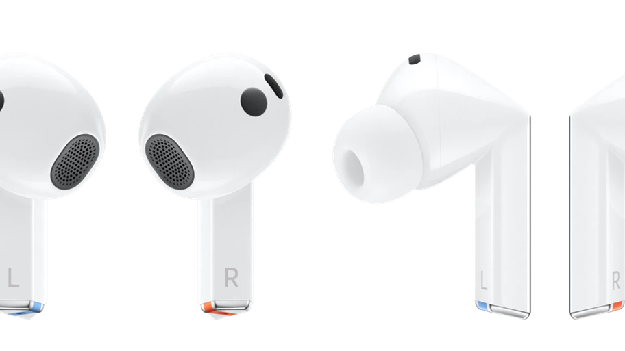 Render Samsung Galaxy Buds 3 and Buds 3 Pro show right of Apple
